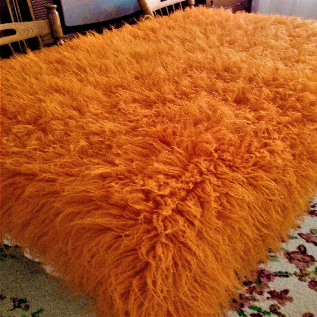SUPER THICK 3X5 RETRO ORANGE FLOKATI RUG | THICK 3000gsm WEIGHT | LONG