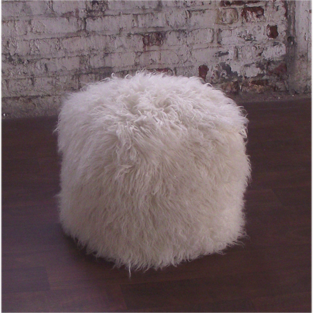 FLOKATI SHAG OTTOMAN | SHAGGY POOF | STYLISH ROOM ACCENT